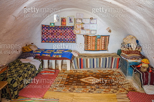 Interior of bedoin berber house in Sahara desert on October 7, 2014 ...