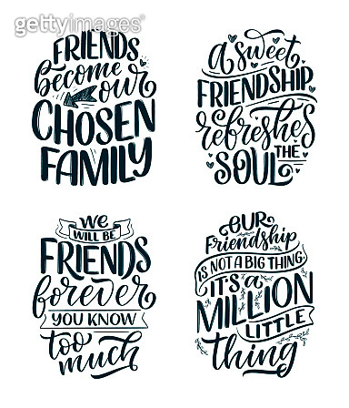 Set with hand drawn lettering quotes in modern calligraphy style about ...