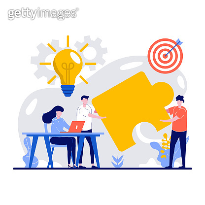 Working team collaboration, enterprise cooperation concept with tiny ...