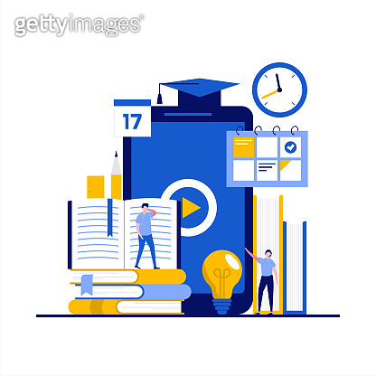 Online learning educational system concept with character ...