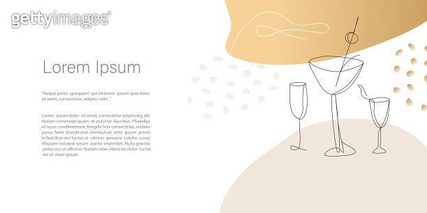 Party, reception and alcoholic drinks. Abstract minimalistic Vector ...