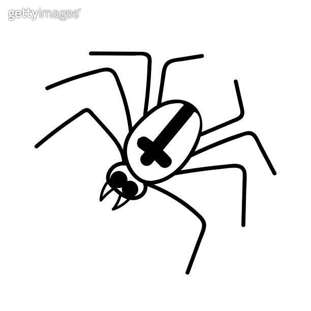 Poisonous scary spider doodle line art. Hand drawing vector ...
