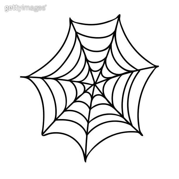 Scary spider web doodle art. Hand drawing vector illustration with ...