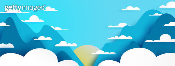 Mountains,clouds and blue sky.Nature landscape scenery banner ...