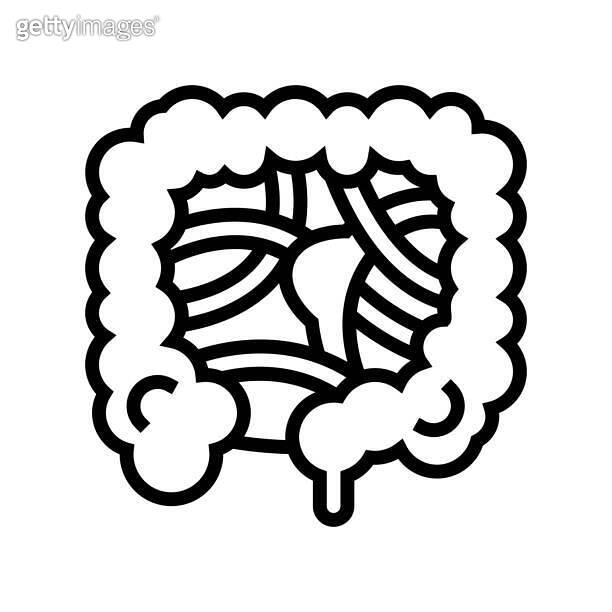 intestinal obstruction disease line icon vector illustration ...