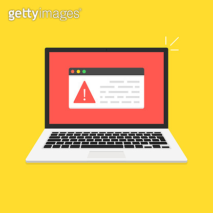 The laptop was hacked. Error message on computer screen. Concept of ...