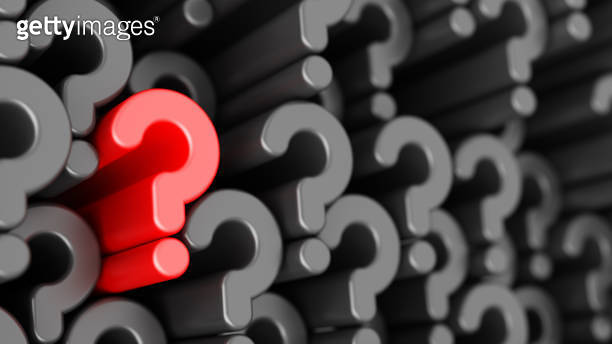 Very special question. Red question mark in black background. Concept ...