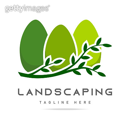 Green landscape design logo template for build and maintain service or ...