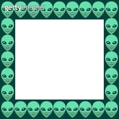 Vector square frame from Aliens green heads. Background, border ...