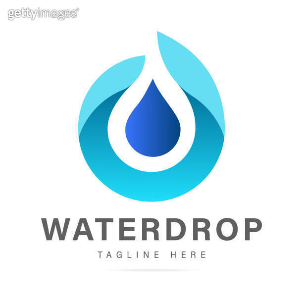 Abstract blue water drop logo,clean droplet sign,aqua business company ...