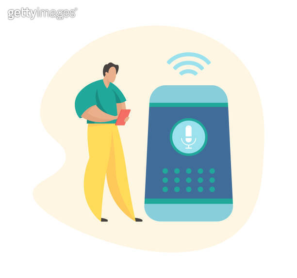 Smart speaker virtual assistant concept. Voice command device ...