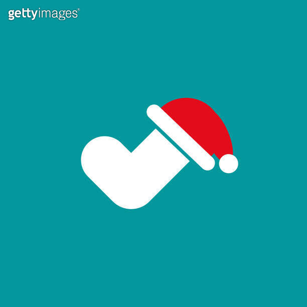 Tick Check Mark with Santa Hat. Funny Christmas valid Seal. Ok sticker ...