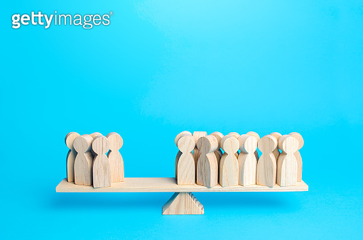 Majority and minority people are on opposite sides of the scale ...