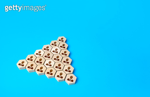 Company employees in a pyramid hierarchy. Social organizations ...