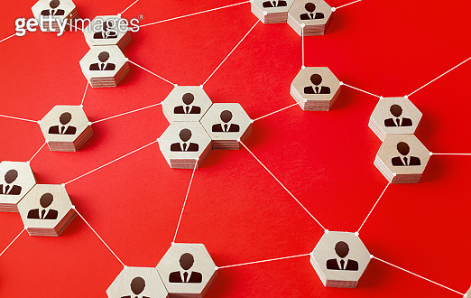 Network of connected employees. Communicate interactions between ...