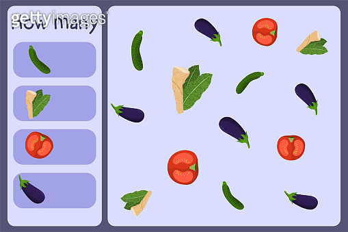 Kids mathematical mini game - count how many vegetables - zucchini ...
