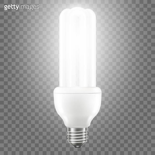 Glowing LED bulb isolated on transparent background. 3d vector ...