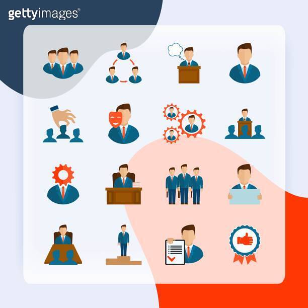 Executive employee people management corporate team flat icons set ...