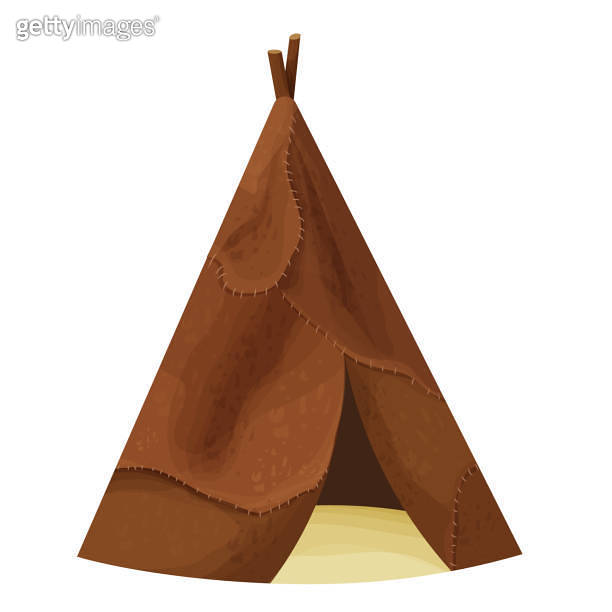 Prehistoric primitive ancient hut from animal skin with grass and ...
