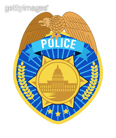 Police badge vector. Sheriff, marshal label illustrations. Law ...