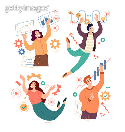 People man woman character takiing paert of business workflow ...