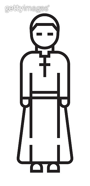 Priest, clergyman, cleric icon. Bible vector in a thin line style ...