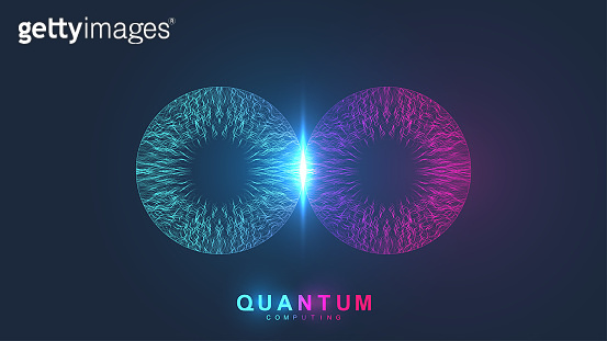 Quantum computer technology concept. Sphere explosion background. Deep ...