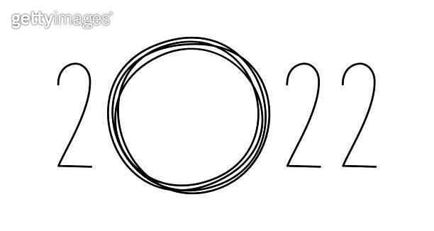 Hand drawn New Year lettering with year 2022 line art 이미지 (1359211926 ...