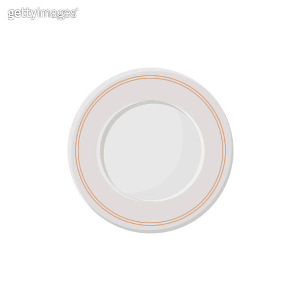 Empty vintage white plate. View from above. Vector illustration ...