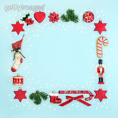 Christmas Wreath Abstract with Snowflakes and Decorations (1339840131 ...