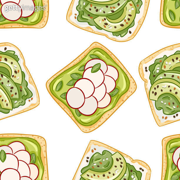Toast bread sandwiches comic style seamless border pattern. Sandwiches ...