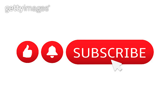 Subscribe vector web buttons Red Subscribe button with red bell and ...