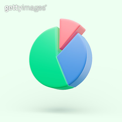 Circle diagram graph icon. Simple 3d render illustration on pastel ...