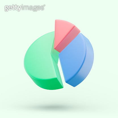 Circle diagram graph icon. Simple 3d render illustration on pastel ...