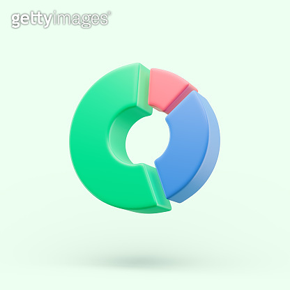 Circle diagram graph icon. Simple 3d render illustration on pastel ...