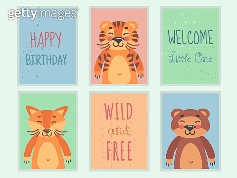 Cartoon cubs tiger. Little tigers kids, funny cute baby animal, drawing ...