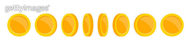 Gold coins animation. Coin rotation at different angles. Golden coins ...
