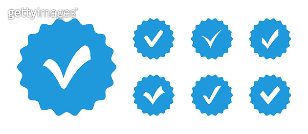 Set of check mark badges. Profile verification icon. Approved icon ...
