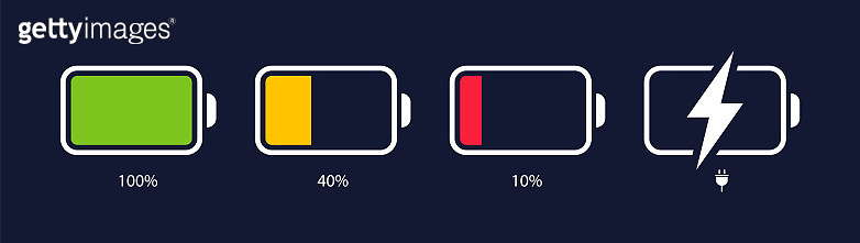 Battery icons. Battery charge level. Phone charge indicator. Battery ...