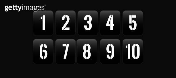 Flip clock numbers. Retro countdown, mechanical scoreboard number and ...