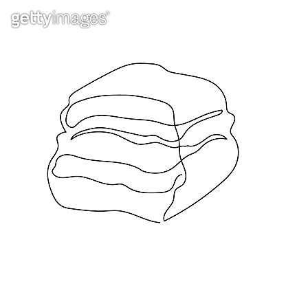 Lard with meat continuous line drawing. One line art of bacon, belly ...