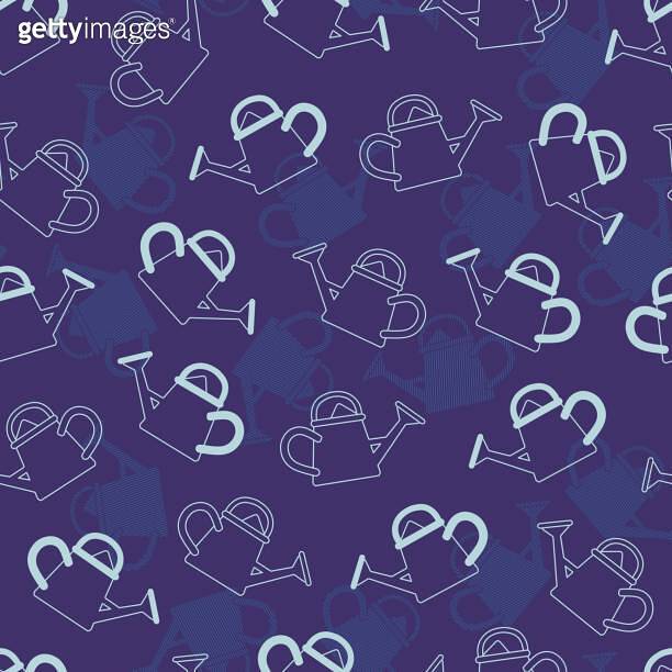 Abstract Watering Can Garden Tools Vector Graphic Line Art Seamless ...