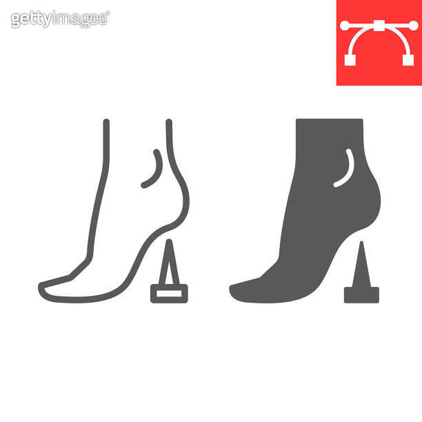 Tetanus line and glyph icon, vaccination and foot and nail, lockjaw ...