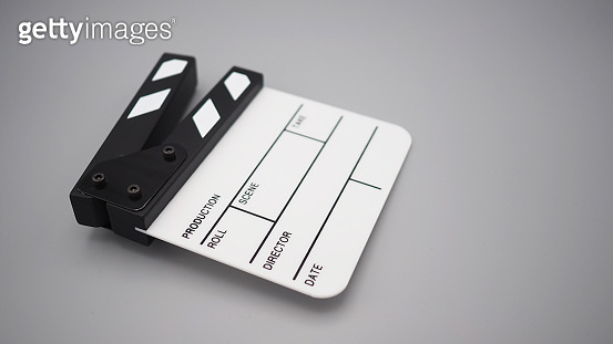 White clapperboard or movie clapper board or slate use in video ...