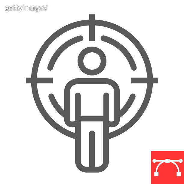 Headhunting line icon, man under crosshair and sniper, target candidate ...