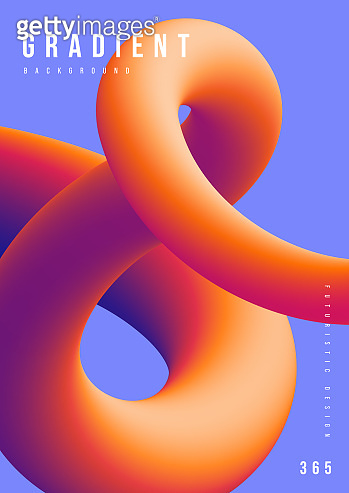 Abstract fluid dynamic poster background with colorful gradient shape ...