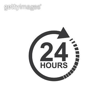 24 hours clock sign icon. Twenty four hour open, work time or delivery ...