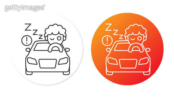 car accident, driver fatigue, desire to sleep, vector icons set for web ...