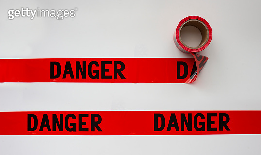 Danger Safety Barricade Tape, Indoor or Outdoor Black on red Background ...