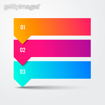 Vector 3 Step Arrow List Colorful Banners Infographic Diagram ...